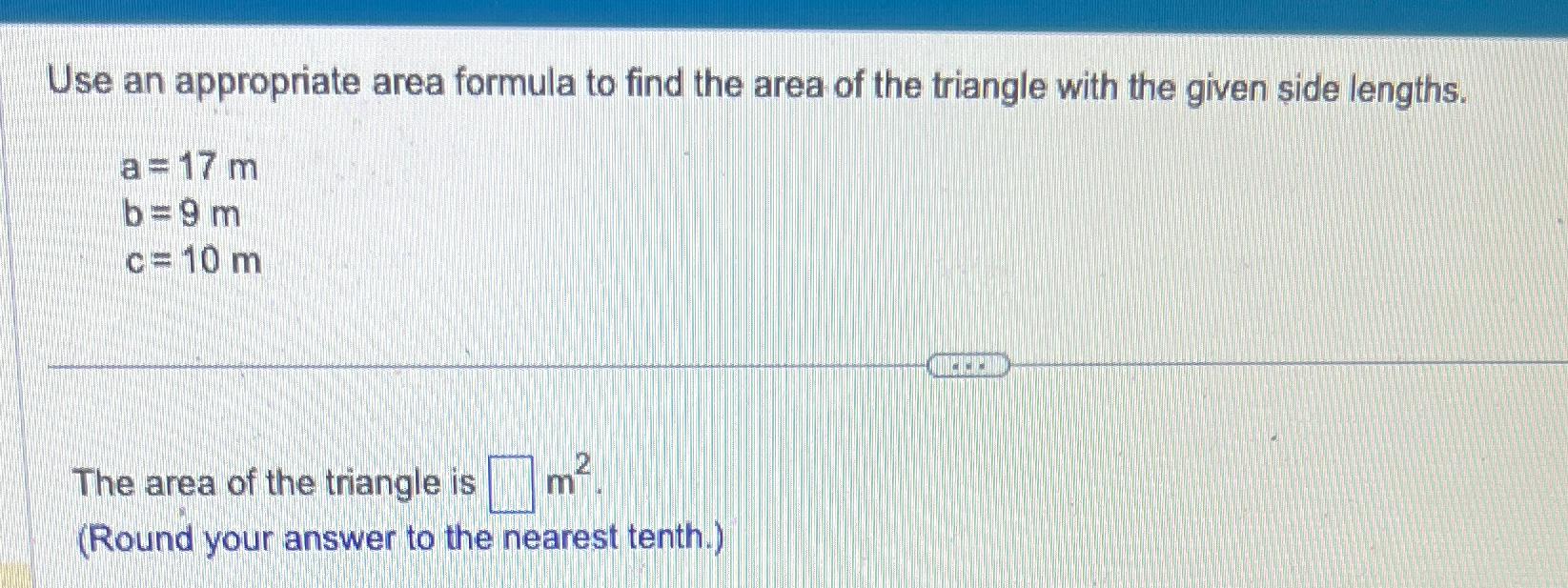 Solved Use an appropriate area formula to find the area of | Chegg.com