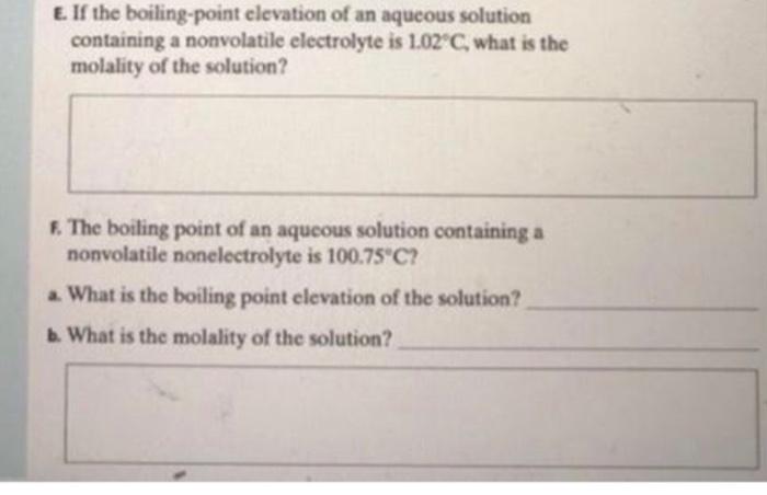 Solved E. If the boiling-point elevation of an aqueous | Chegg.com