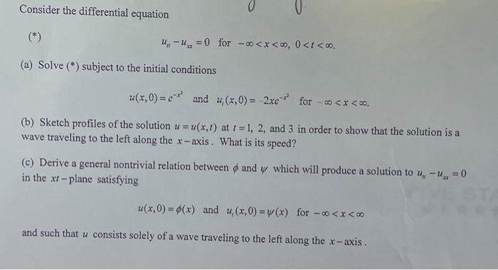 Solved Consider the differential equation (∗)ut−uxx=0 for −∞ | Chegg.com