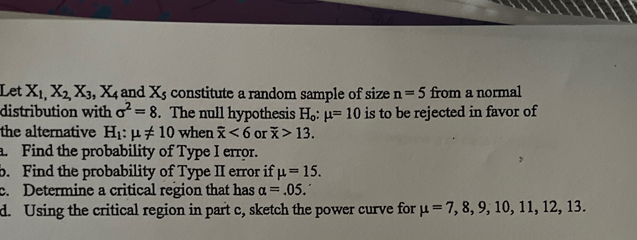 Solved Let x1,x2,x3,x4 ﻿and x5 ﻿constitute a random sample | Chegg.com