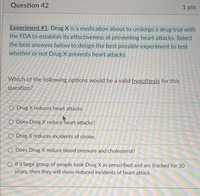Solved Experiment \#1: Drug X is a medication about to | Chegg.com