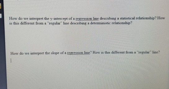 Solved How do we interpret the y-intercept of a regression | Chegg.com