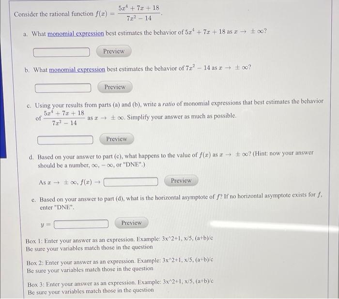 Solved Consider the rational function f(x) 5x + 7x +18 7.2 - | Chegg.com