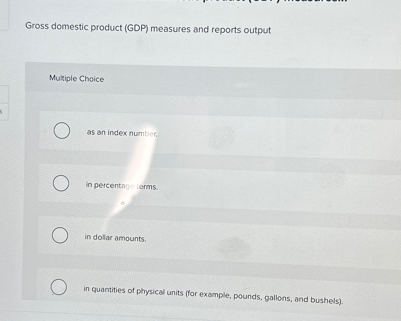 Solved Gross domestic product (GDP) ﻿measures and reports | Chegg.com