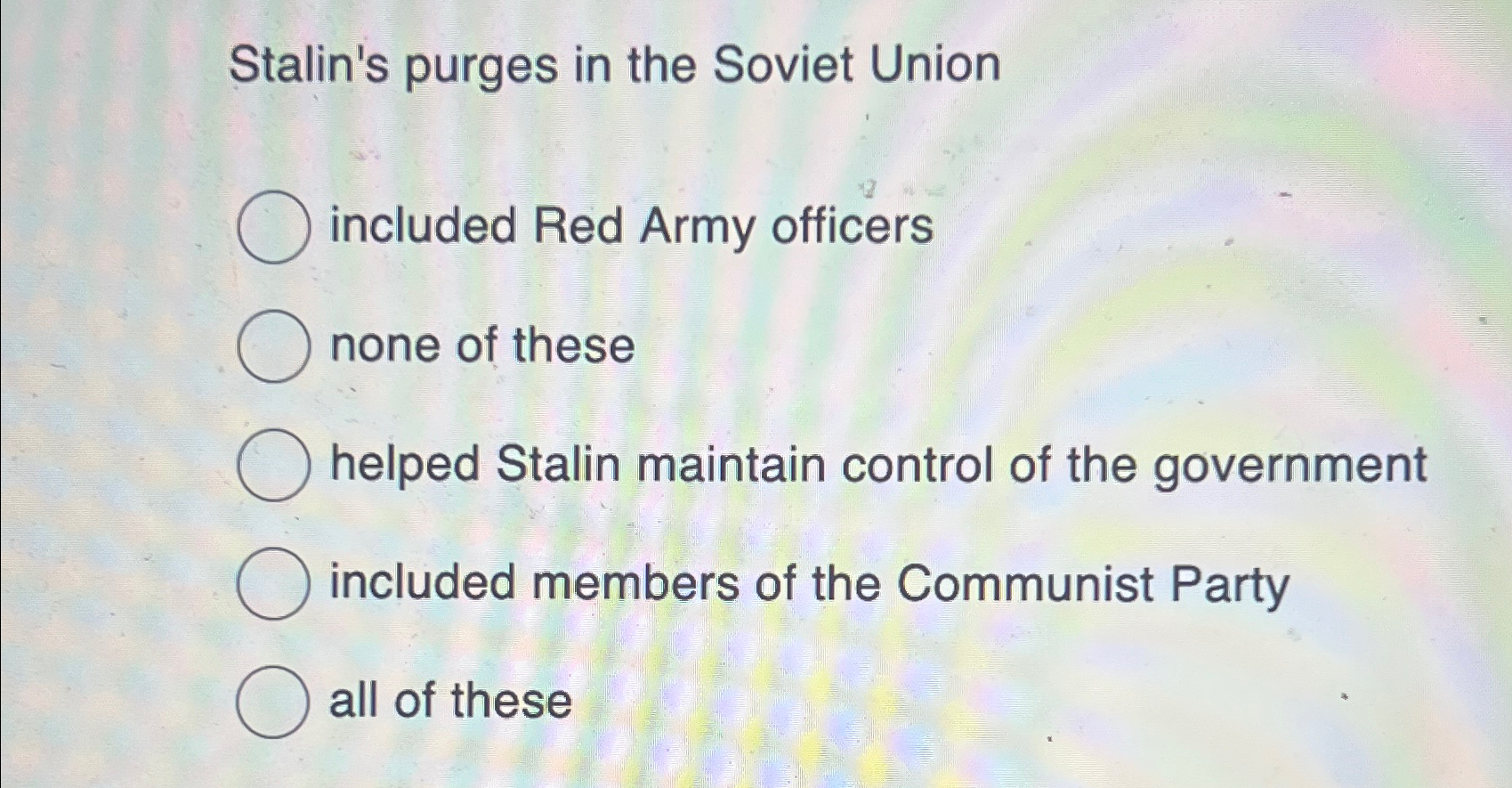 Solved Stalin's purges in the Soviet Unionincluded Red Army | Chegg.com