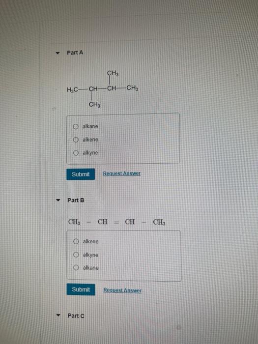 Solved Part A CH3 HECCH CH -CH3 CHE alkane O alkene alkyne | Chegg.com