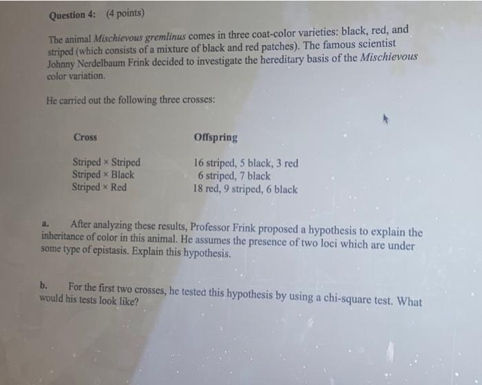 Solved Question 4: (4 points) The animal Mischievous | Chegg.com