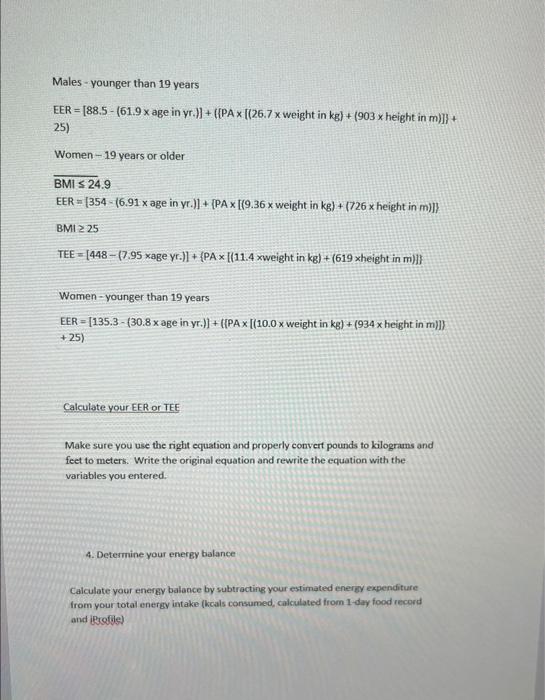 Solved Assignment objectives: Record dietary intake and | Chegg.com