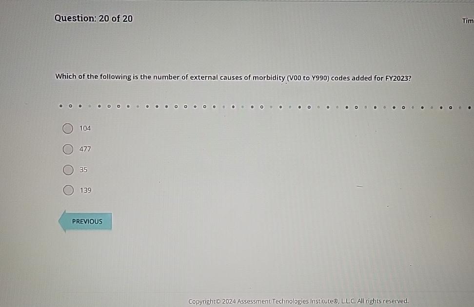 Solved Question: 20 ﻿of 20Which of the following is the | Chegg.com