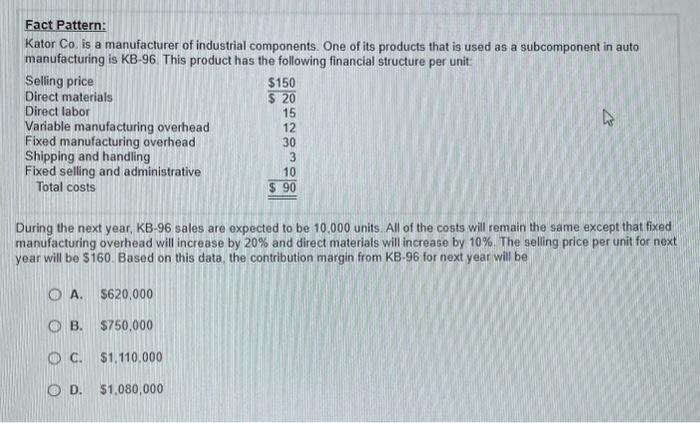 Solved Fact Pattern: Kator Co0. is a manufacturer of | Chegg.com