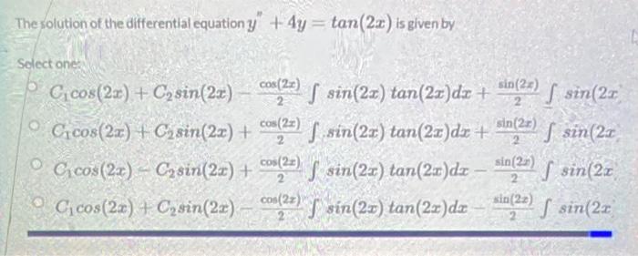 Solved Find the general solution of the second order linear | Chegg.com