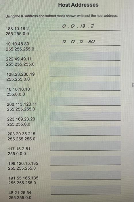 Solved Network & Host Identification Circle the host portion | Chegg.com