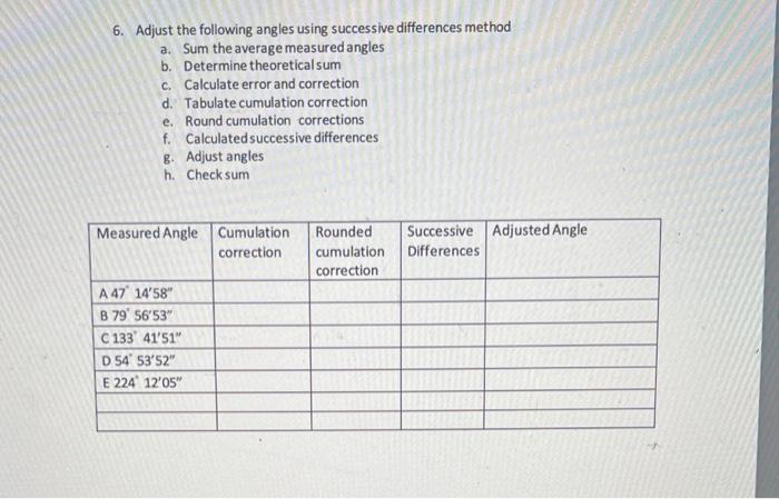 Solved 6. Adjust the following angles using successive | Chegg.com