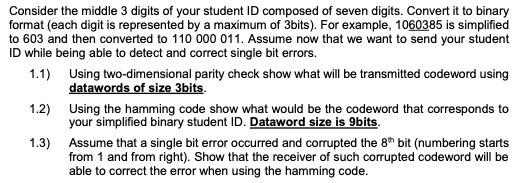 Solved Consider the middle 3 digits of your student ID | Chegg.com