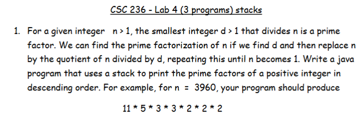 Solved Program #1 CSC 236 - ﻿Lab 4 ﻿Write a java program | Chegg.com