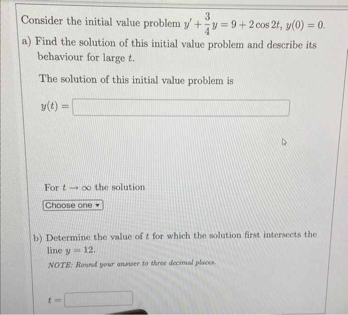 Solved Consider the initial value problem | Chegg.com