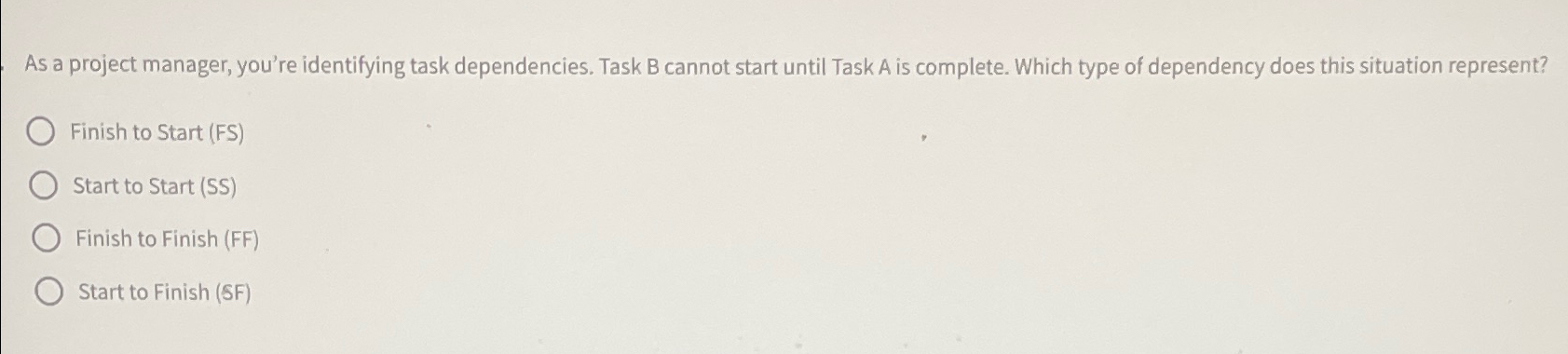 Solved As a project manager, you're identifying task | Chegg.com