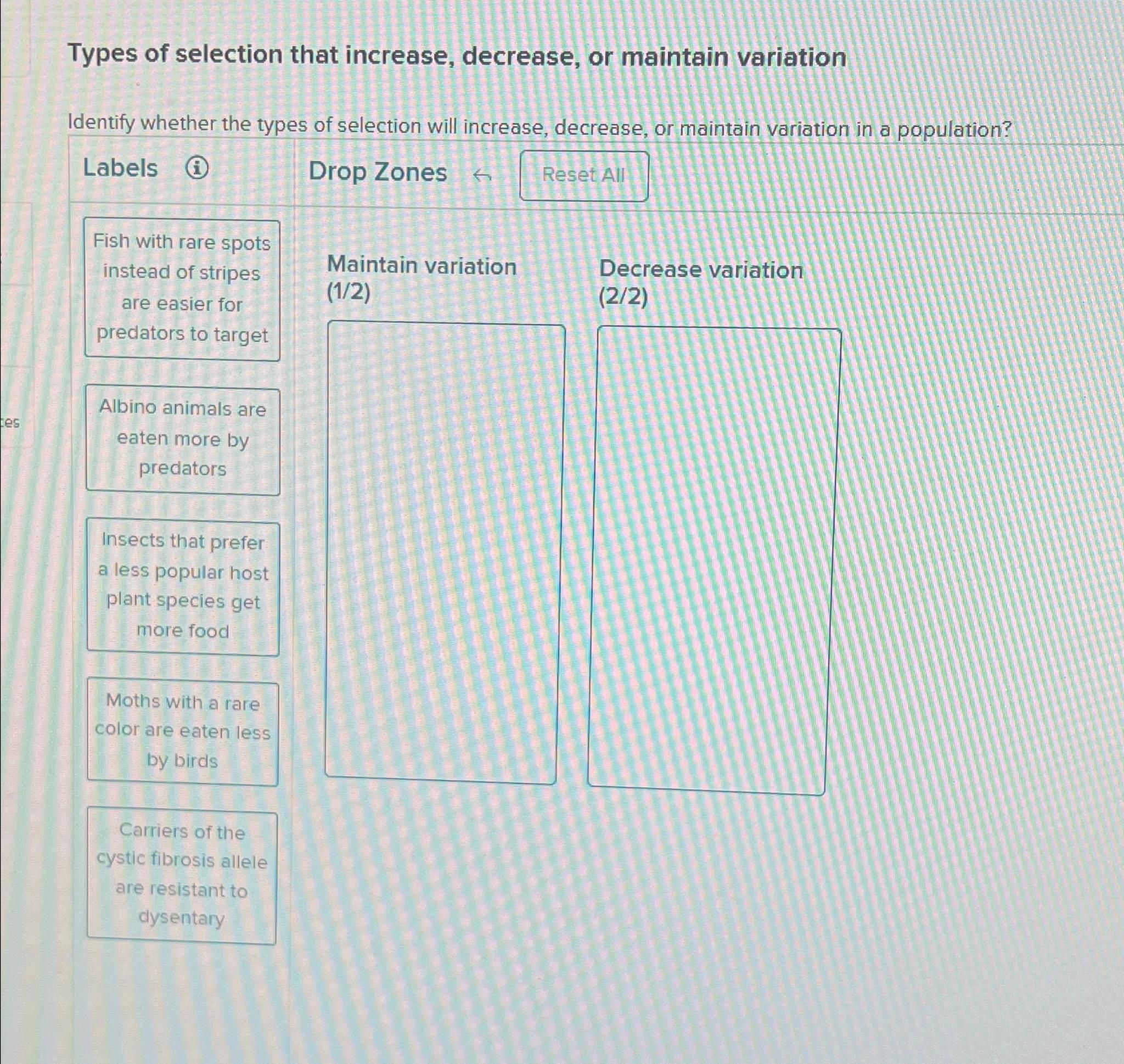 Solved Types of selection that increase, decrease, or | Chegg.com