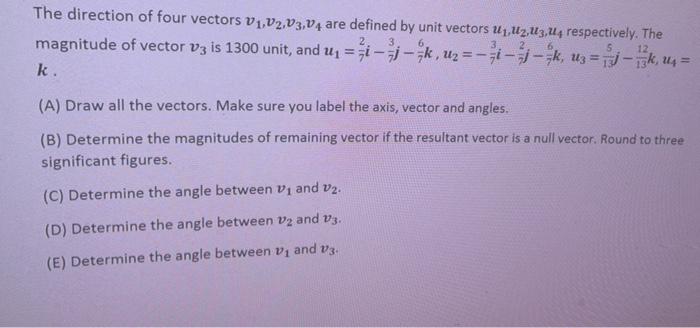 Solved Question 2 ( 25 points) The direction of four vectors | Chegg.com