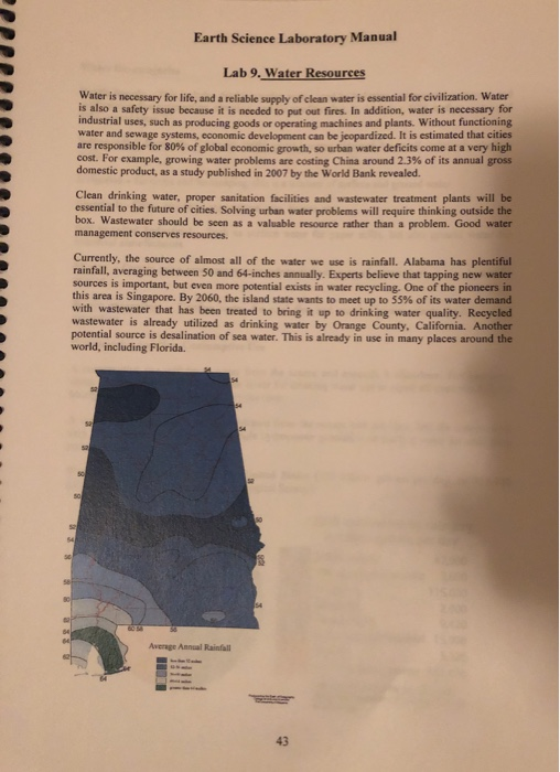 Solved Earth Science Laboratory Manual Lab 9. Water | Chegg.com