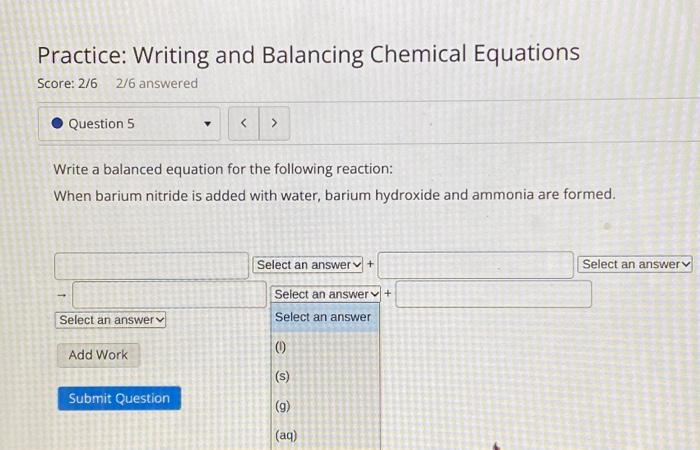 Solved Practice: Writing and Balancing Chemical Equations | Chegg.com