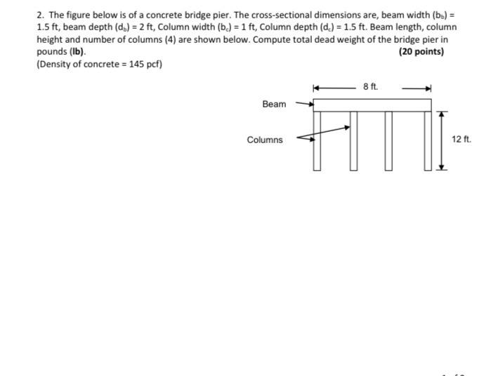 Solved 2. The figure below is of a concrete bridge pier. The | Chegg.com