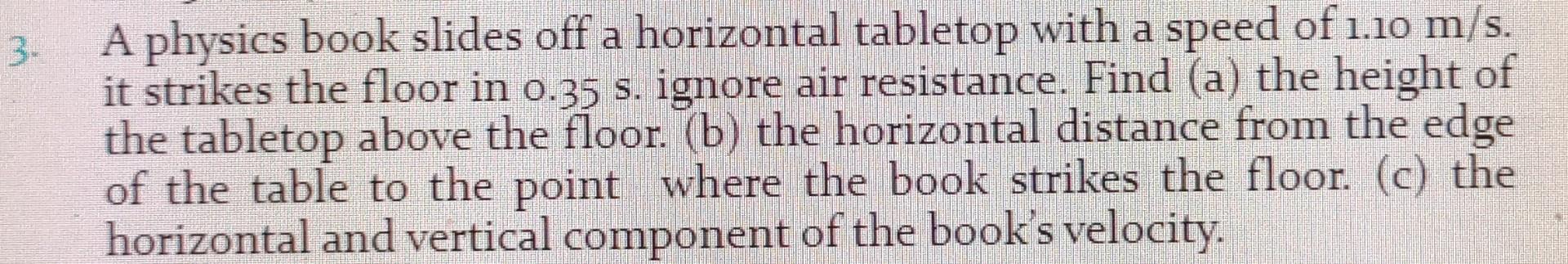 Solved A physics book slides off a horizontal tabletop with | Chegg.com