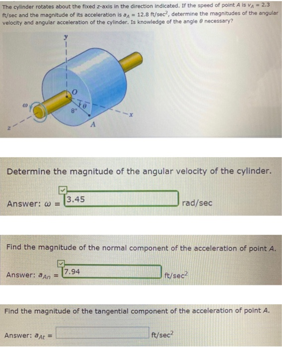 Solved The cylinder rotates about the fixed z-axis in the | Chegg.com