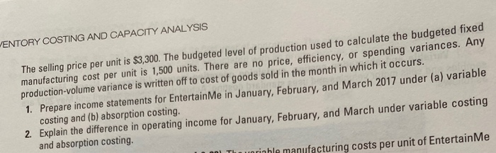 Solved Variable and absorption costing, explaining | Chegg.com