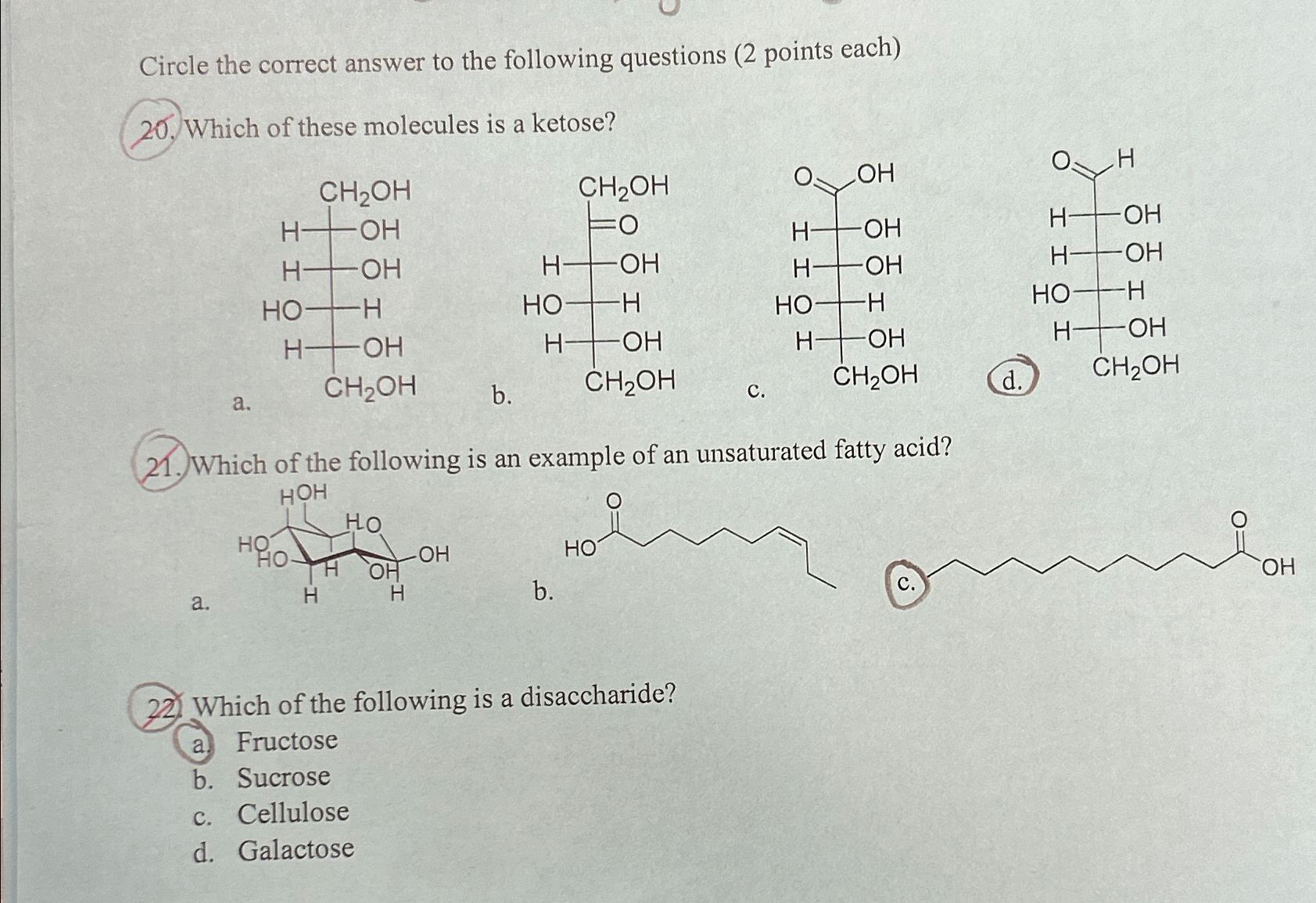 Solved Circle the correct answer to the following questions | Chegg.com