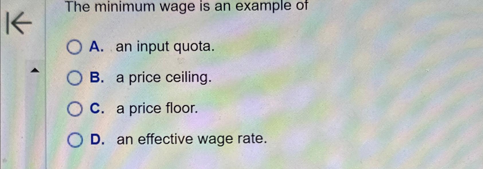 Solved The minimum wage is an example ofA. ﻿an input | Chegg.com