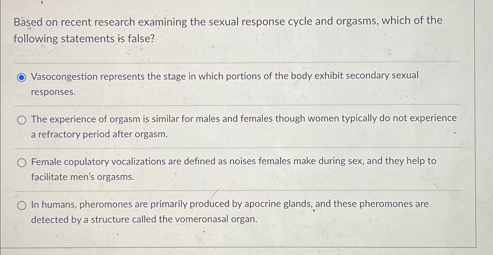 Solved Based on recent research examining the sexual | Chegg.com