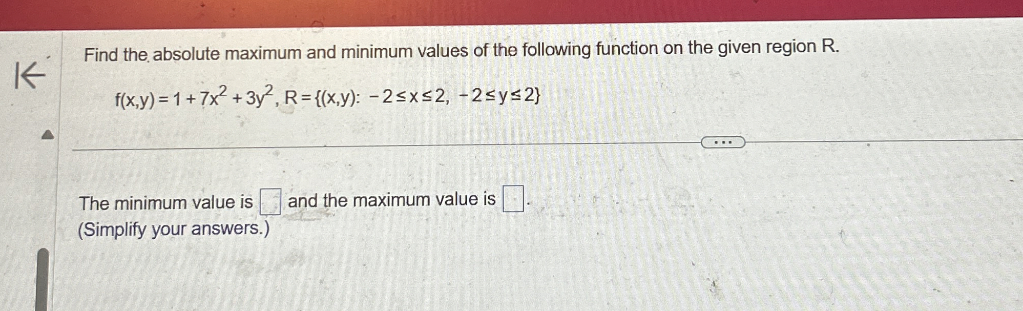 Solved Find the absolute maximum and minimum values of the | Chegg.com