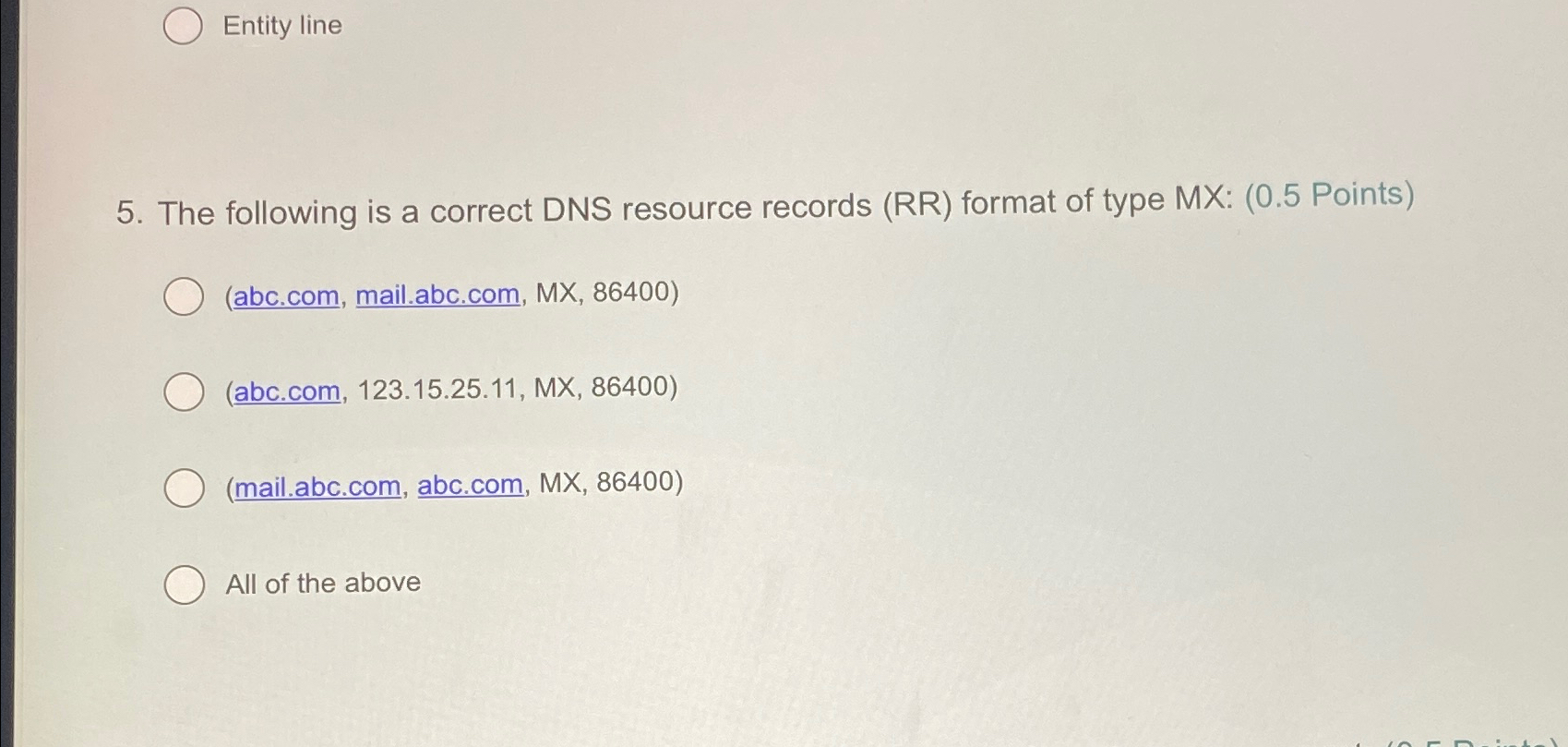 Solved Entity line5. ﻿The following is a correct DNS | Chegg.com