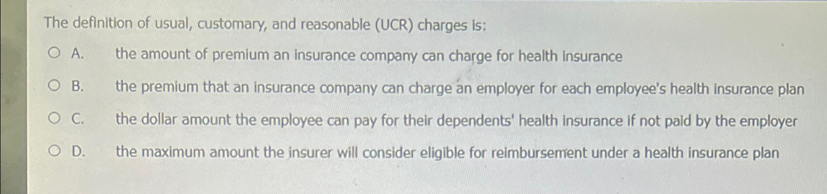 Solved The definition of usual, customary, and reasonable | Chegg.com