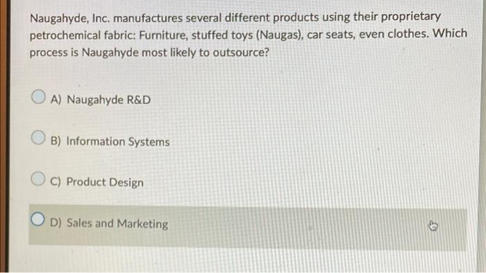 Solved Naugahyde, Inc. manufactures several different | Chegg.com