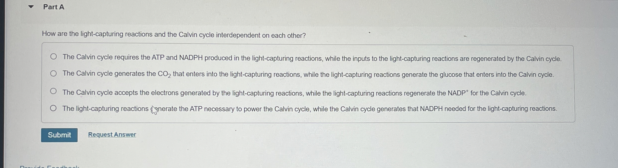 Solved Part AHow are the light-capturing reactions and the | Chegg.com