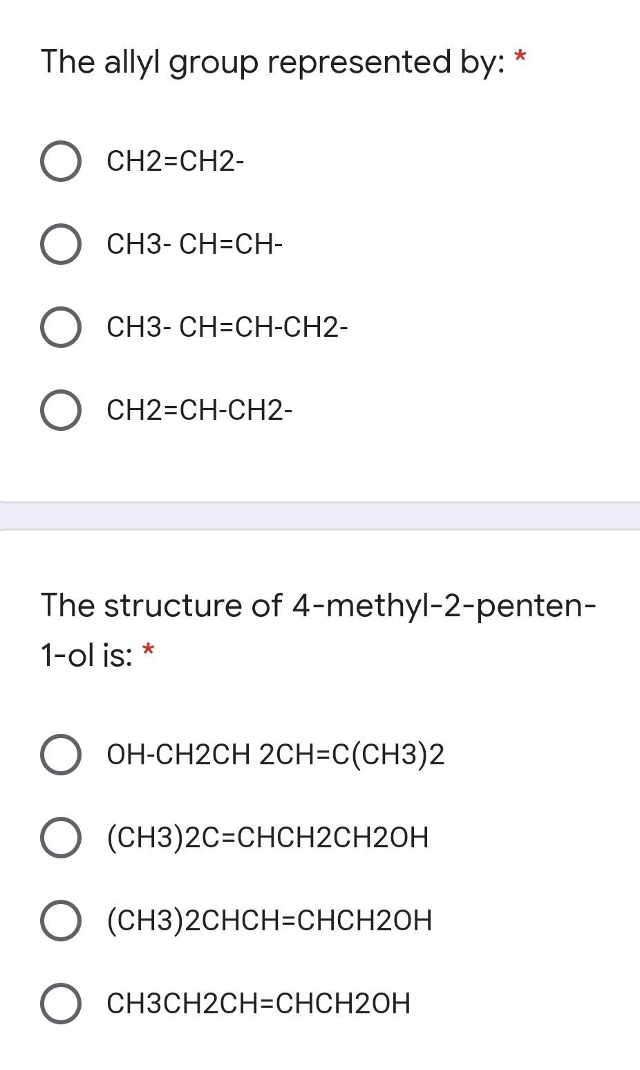 Solved * The allyl group represented by: CH2=CH2- CH3-CH=CH- | Chegg.com