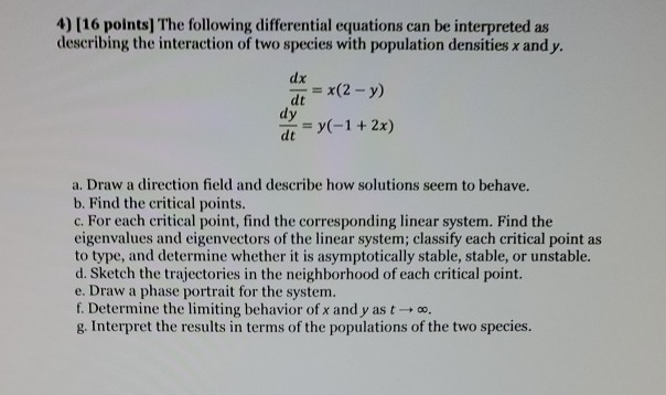 Solved 4) (16 points] The following differential equations | Chegg.com