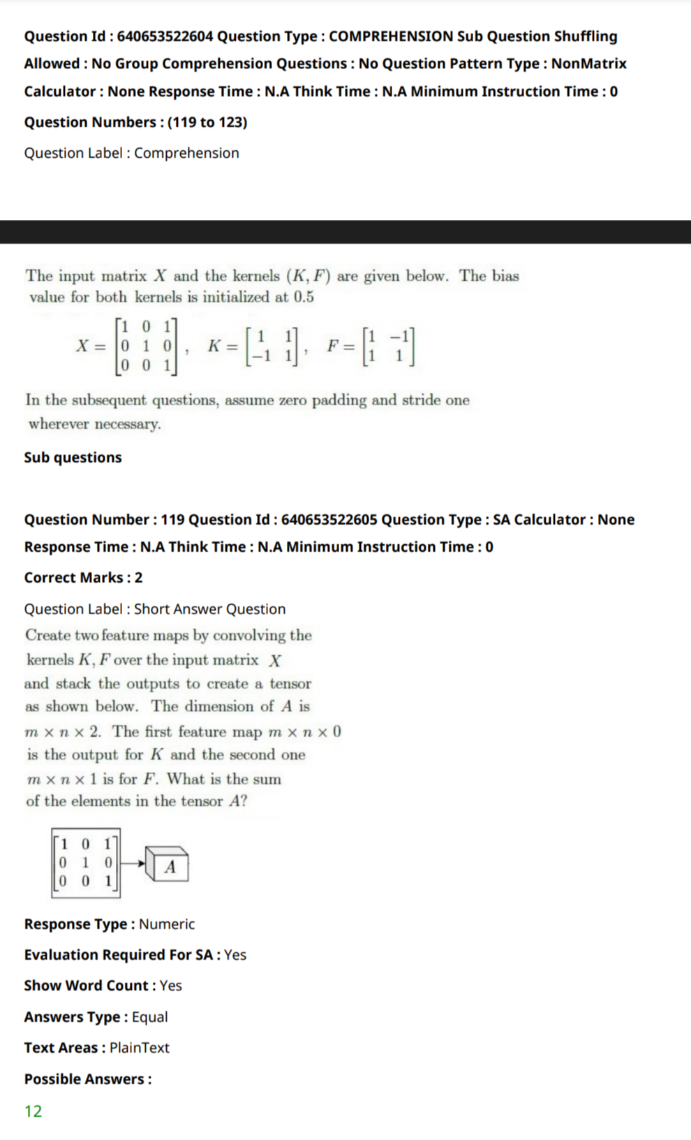 Solved Question Number : 119 Question Id : 640653522605 | Chegg.com