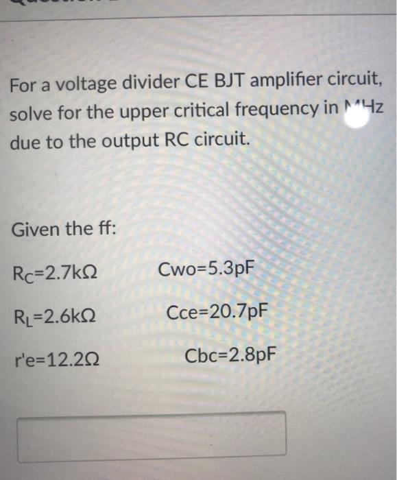 Solved For a self-bias CS JFET amplifier circuit, solve for | Chegg.com