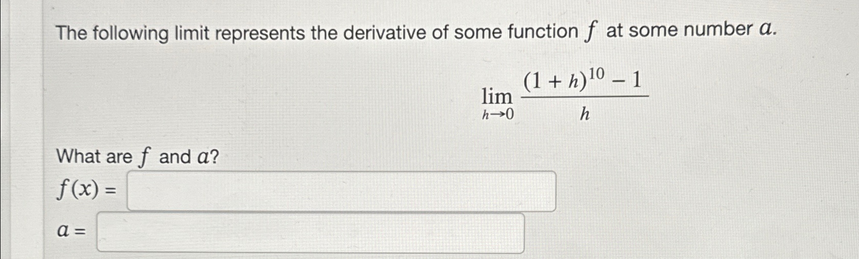 Solved The following limit represents the derivative of some | Chegg.com