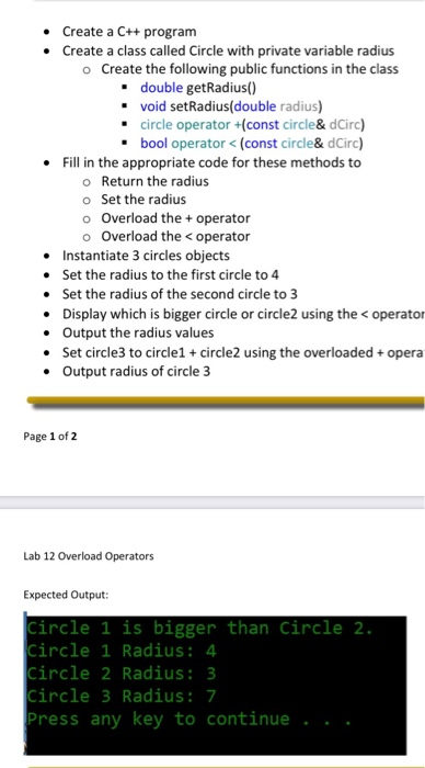 Solved Create A C Program • Create A Class Called Circle 1470
