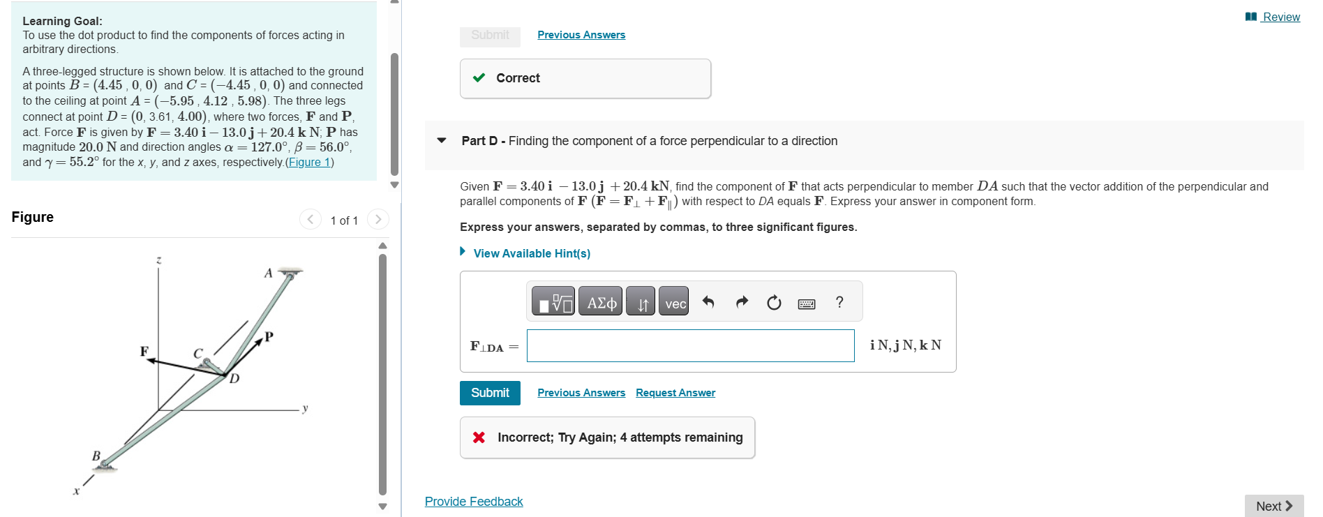 Solved A three-legged structure is shown below. It is | Chegg.com