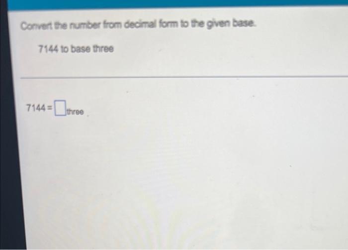 Solved Convert the following number from decimal form to the | Chegg.com
