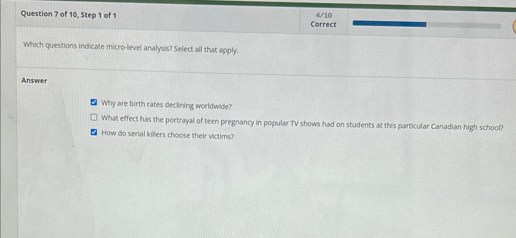 Solved Question 7 ﻿of 10, ﻿Step 1 ﻿of 1410CorrectWhich | Chegg.com