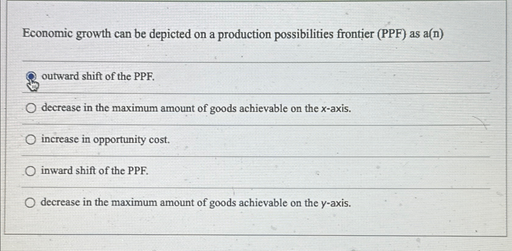 Solved Economic growth can be depicted on a production | Chegg.com