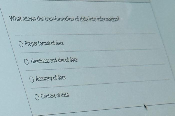 Solved What allows the transformation of data into | Chegg.com