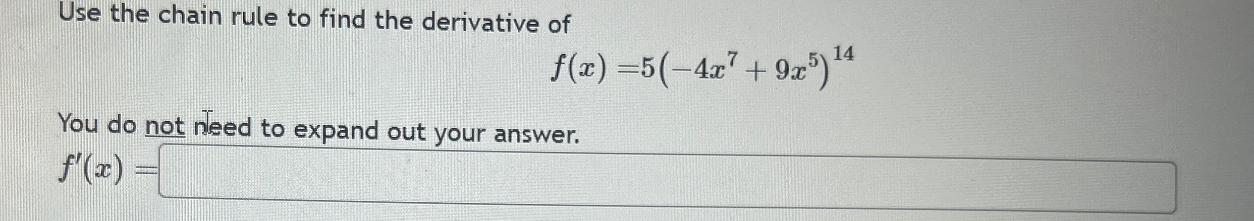 Solved Use the chain rule to find the derivative | Chegg.com