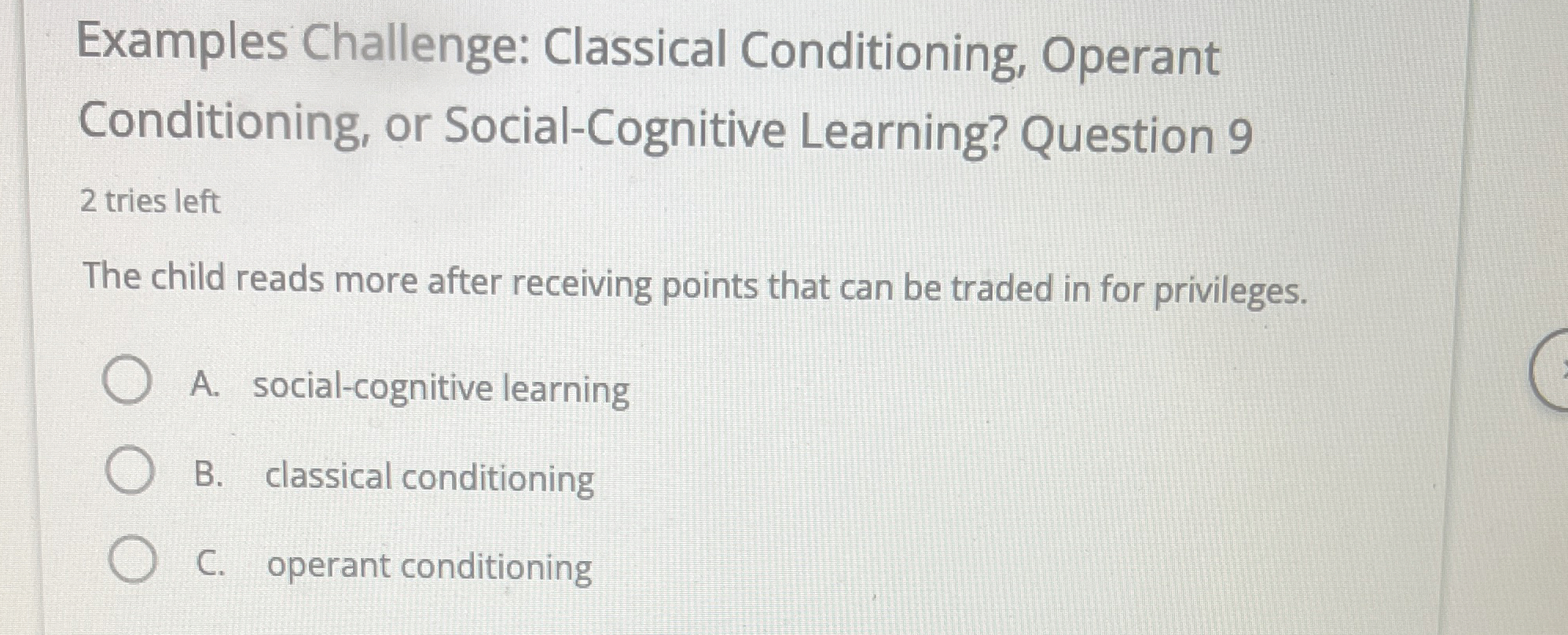 Solved Examples Challenge: Classical Conditioning, | Chegg.com